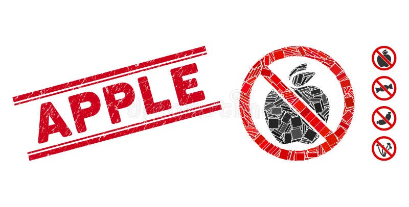 No Apple Mosaic and Grunge Apple Watermark with Lines Stock Vector ...