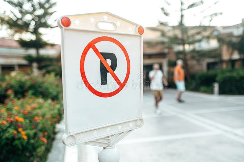 No Auto Parking Sign on a Walkway Stock Photo - Image of restriction ...
