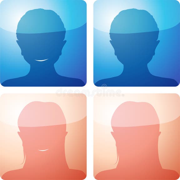 No avatar - four icon set stock vector. Illustration of silhouette ...