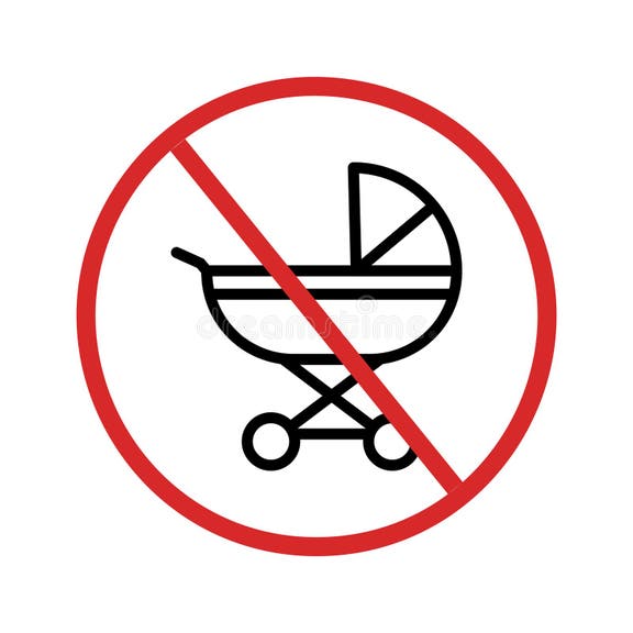 No Baby Stroller Line Icon. Editable Stroke Stock Vector - Illustration ...