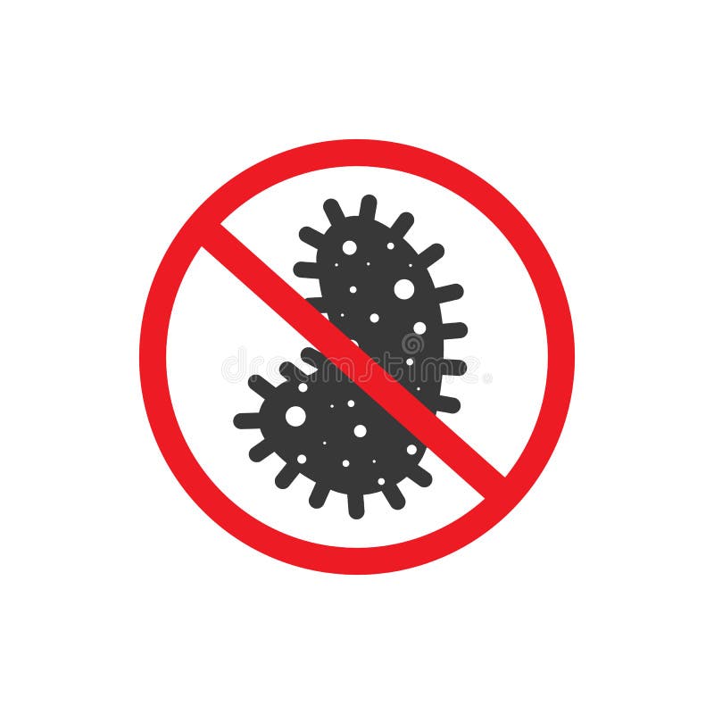 No Bacterias, Virus Icon, Vector Symbol Isolated White Background Stock ...