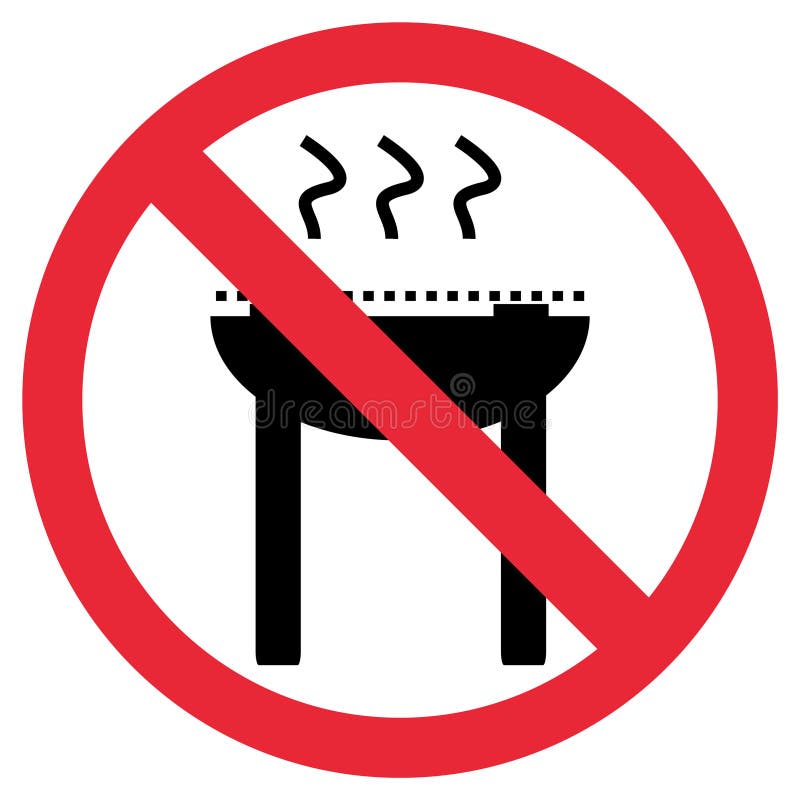 No Barbecue Allowed - Red Round Forbidden Sign or Button Stock ...