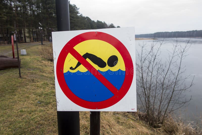 No bathing or swimming stock image. Image of sign, nature - 171651605
