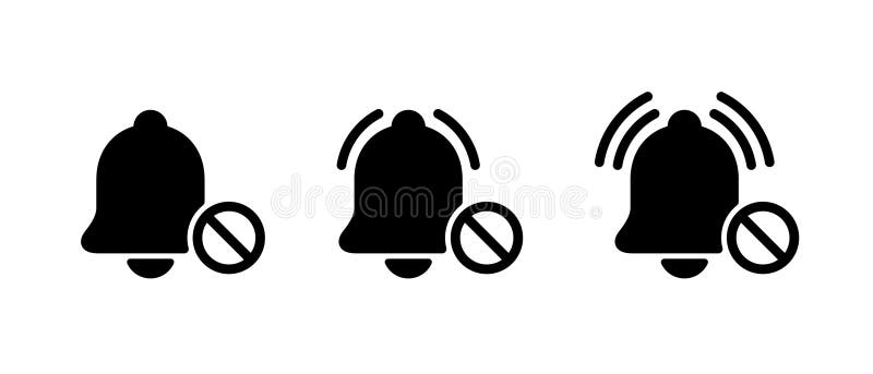 No Bell Icon Set Isolated on White Background. Notification Prohibition ...