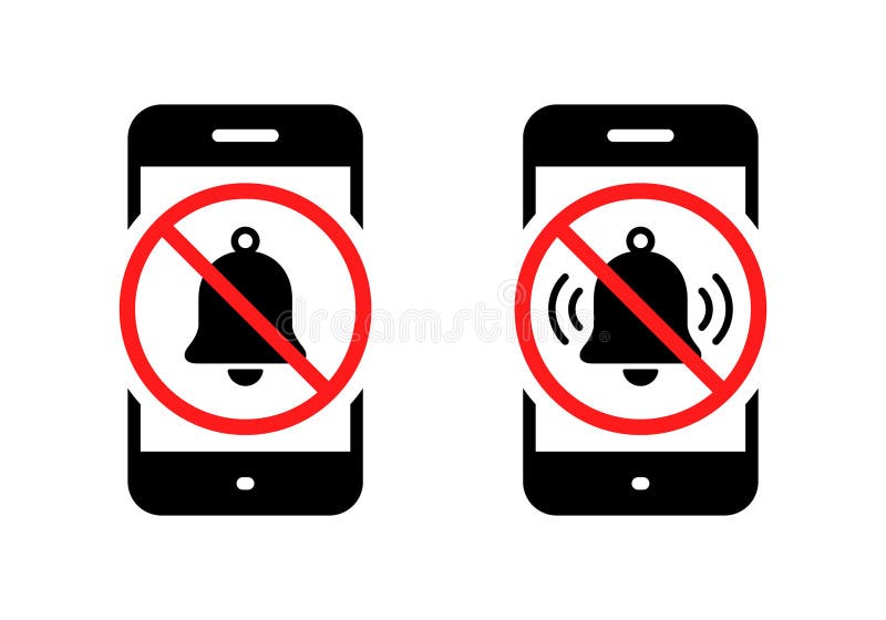 No Bell on Phone Screen Icon. Notification Off Forbidden on Cellphone ...