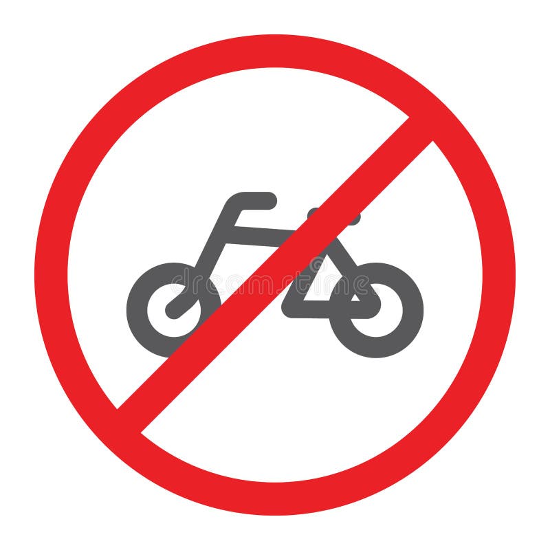 No Bicycle Glyph Icon, Prohibited And Regulation, No Cycle Sign, Vector ...