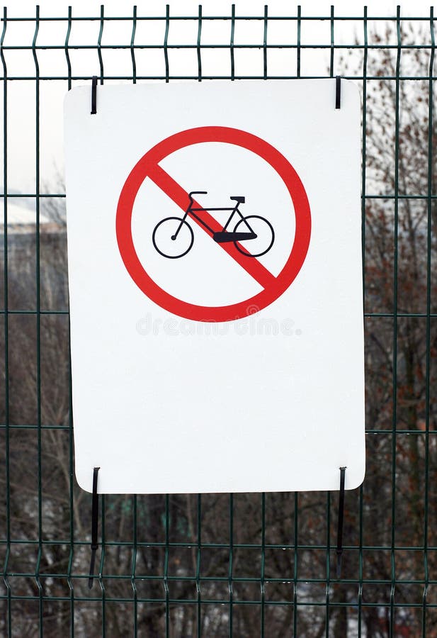 No Bicycle Riding Allowed Sign Stock Image - Image of forbid, road ...