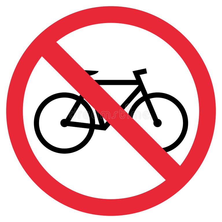 No Bikes Allowed - Red Round Forbidden Sign or Button Stock ...