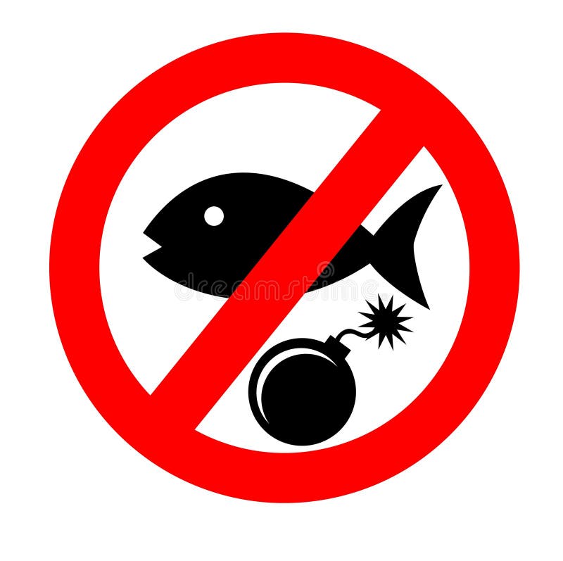 No Bombing Fish Sign Vector Stock Vector - Illustration of explosive ...
