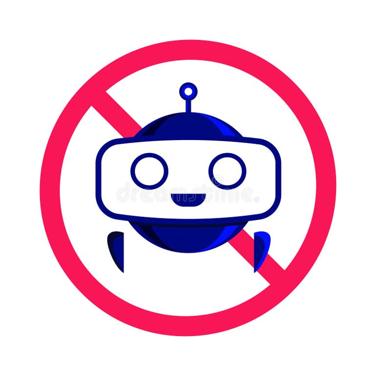 No Bot Stop Robot Prohibition Sign Vector Stock Vector - Illustration ...
