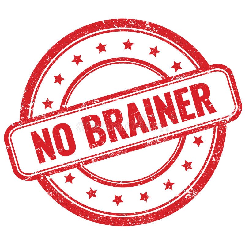 NO BRAINER Text on Blue Grungy Round Rubber Stamp Stock Illustration ...