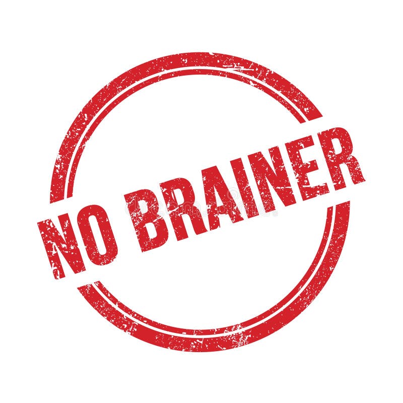 NO BRAINER Text on Blue Grungy Round Rubber Stamp Stock Illustration ...