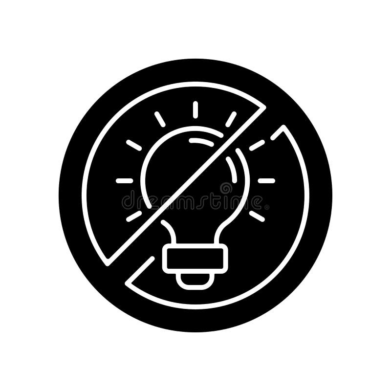 No Bright Light Black Glyph Icon Stock Vector - Illustration of label ...
