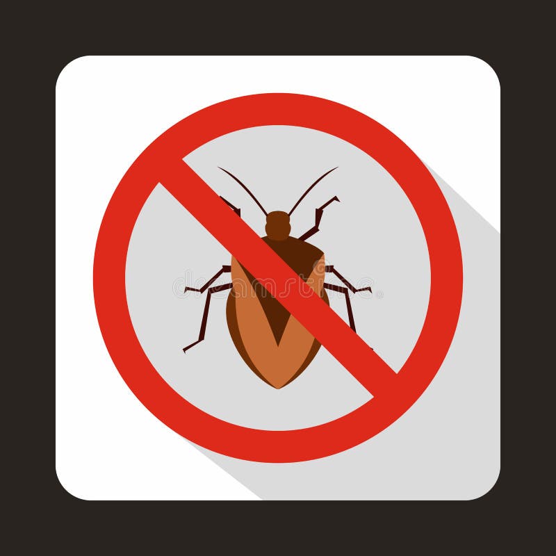 No Bug Sign Icon, Flat Style Stock Illustration - Illustration of ...