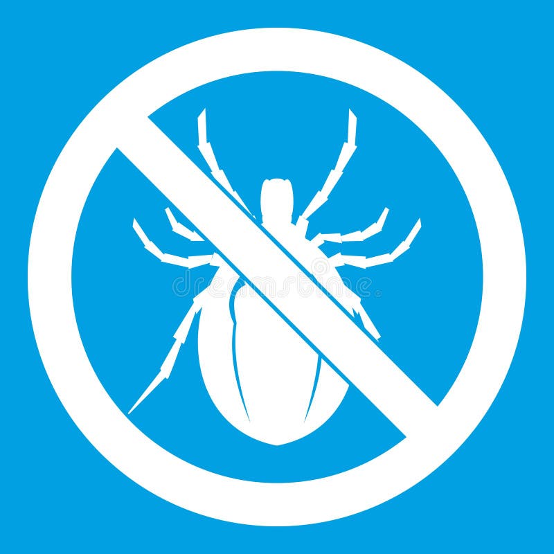 No bug sign icon white stock vector. Illustration of pesticide - 121294546