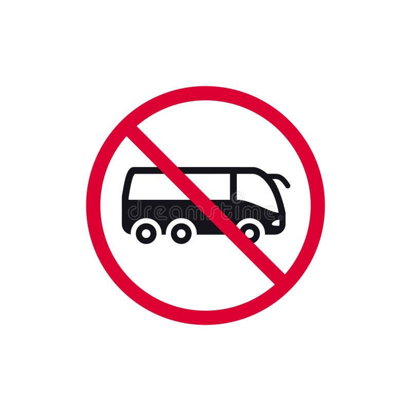 No Bus Prohibited Sign, No Parking Forbidden Modern Round Sticker ...