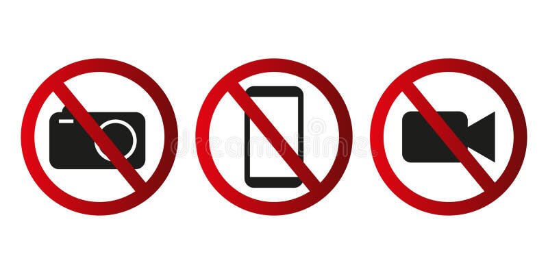 No Camera Icon. No Phone Symbol. No Video Shape. Red Vector Prohibition ...