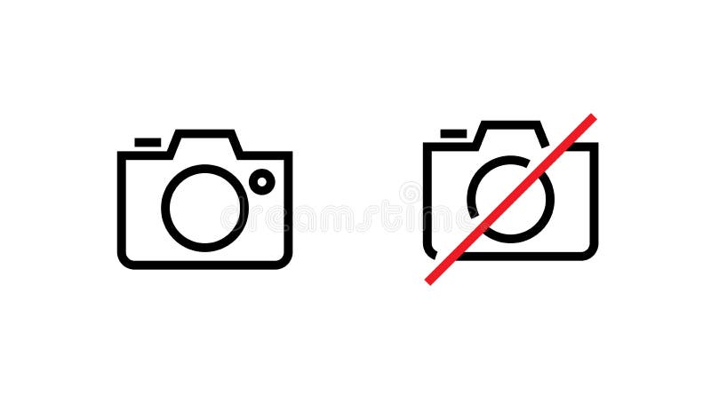 No Camera Icon, No Photo, Stop, Not To Take Photo Set. Editable Line ...
