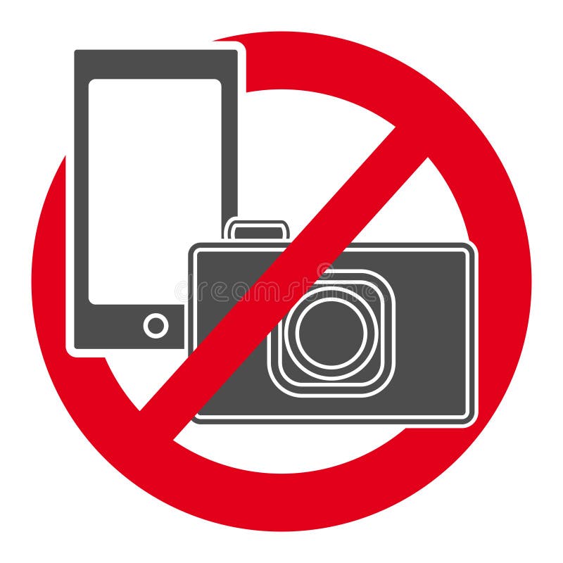No Camera and Mobile Phone Symbol on White Background Stock Vector ...