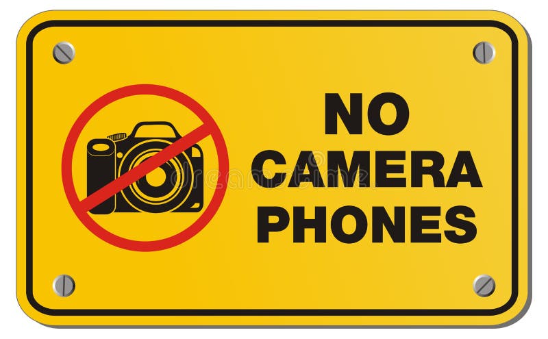 No Camera Phones Yellow Sign - Rectangle Sign Stock Illustration ...