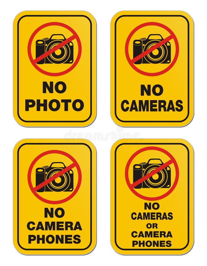 No Cameras or Camera Phones Signs Stock Illustration - Illustration of ...
