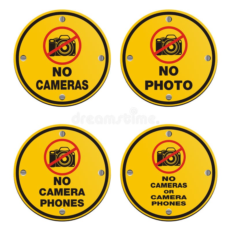 No Cameras or Camera Phones Yellow Sign - Rectangle Sign Stock ...