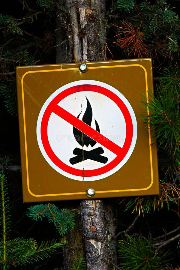 No Open Fire Sign In A Campground Stock Photo - Image of environment ...