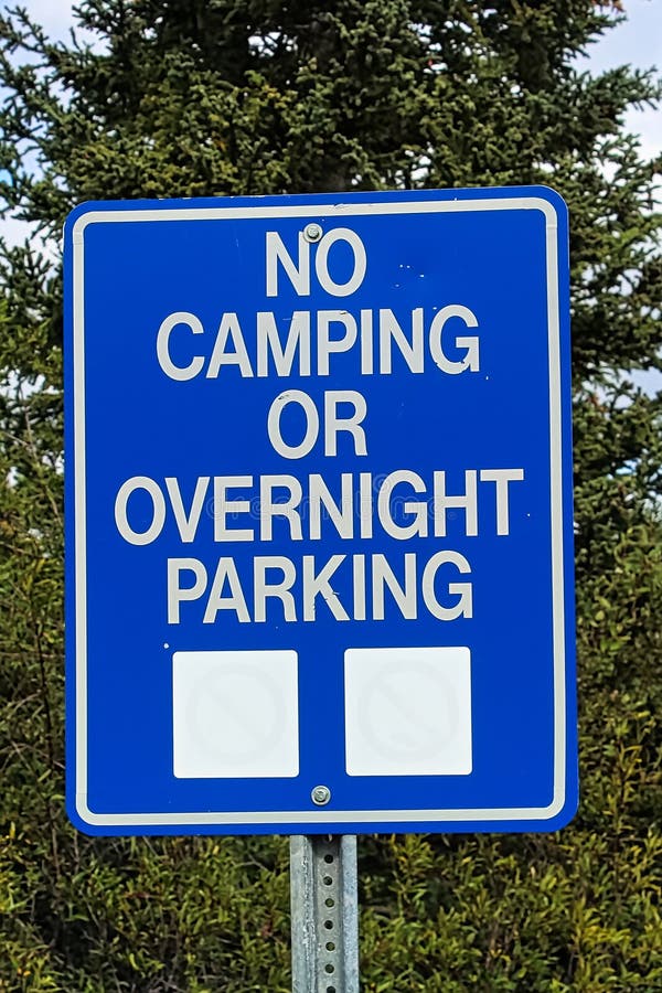 A No Camping or Overnight Parking Sign Stock Photo - Image of ...