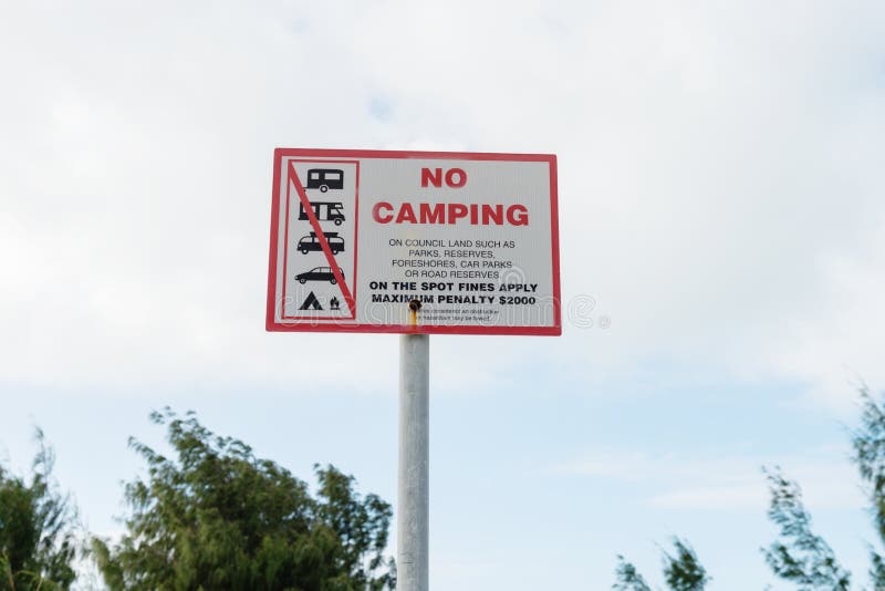 No camping sign editorial photography. Image of queensland - 154306292