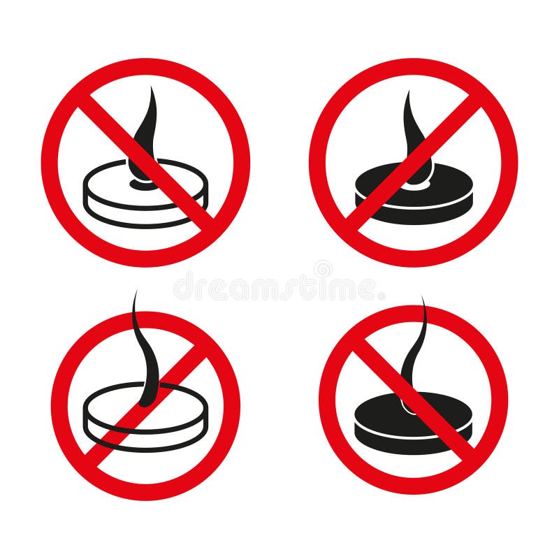 No Candle Lighting Symbol. Burning Flame Crossed. Prohibited Fire Icon ...