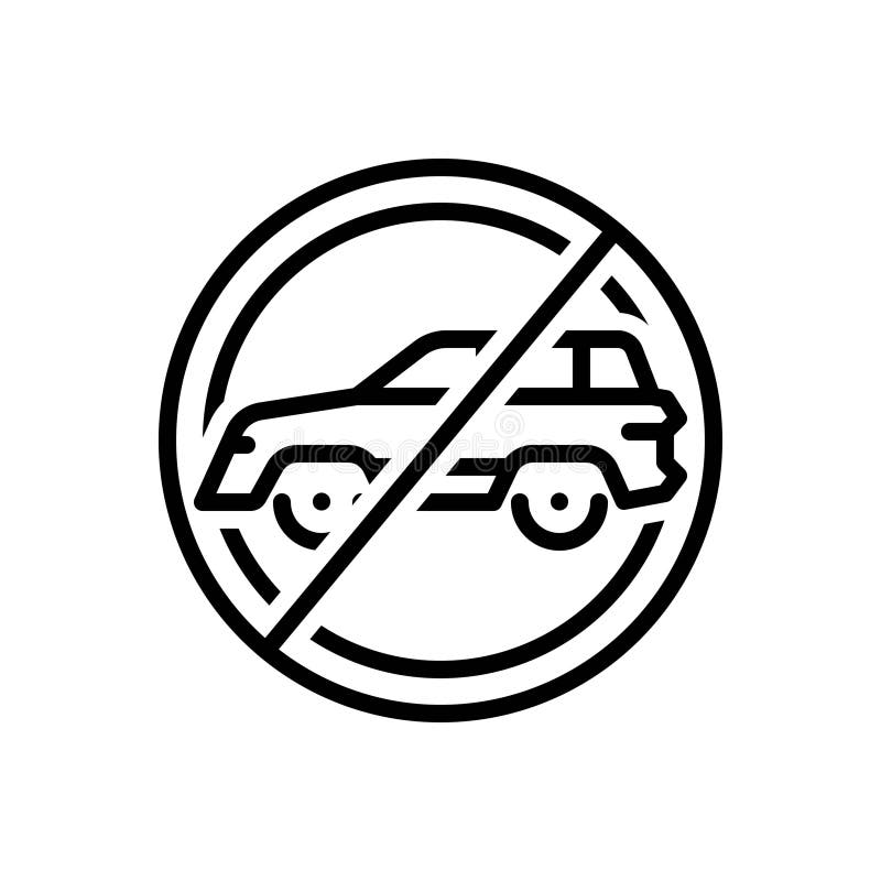Black Line Icon for No Car Allowed, No and Transport Stock Illustration ...