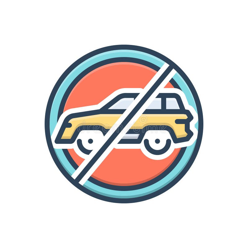 Color Illustration Icon for No Car Allowed, No and Transport Stock ...