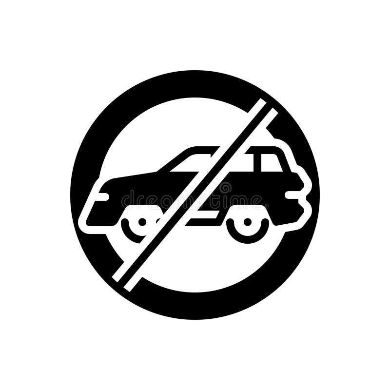 Black Solid Icon for No Car Allowed, No and Parking Stock Illustration - Illustration of ...