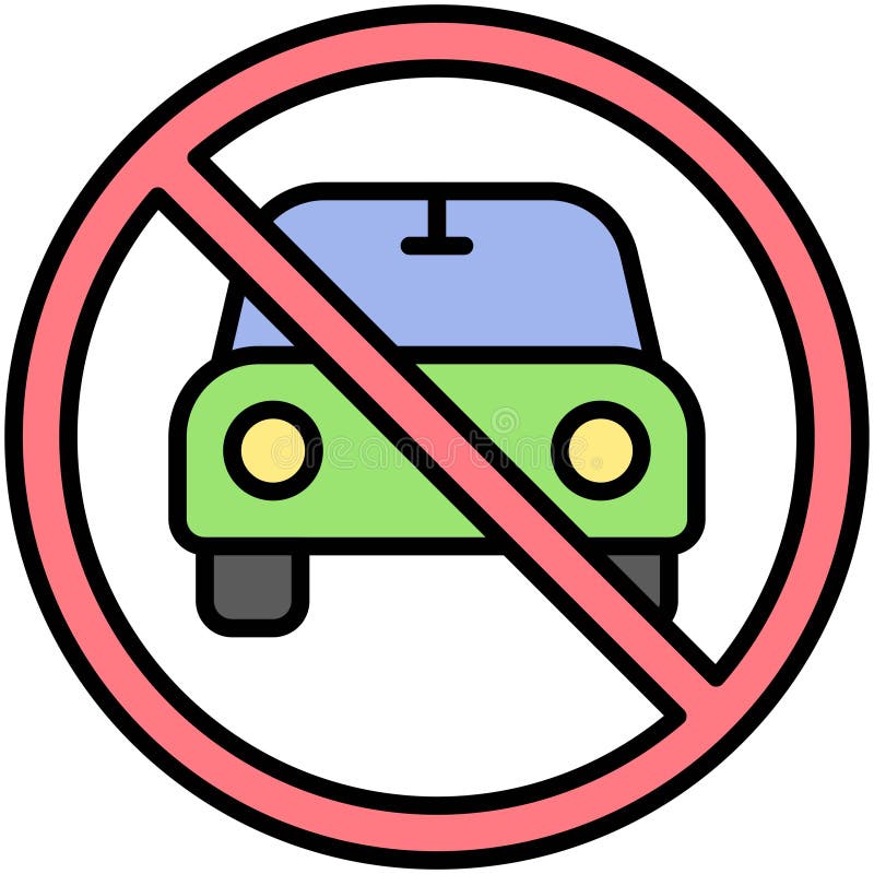 No Car Icon, Prohibition Sign Vector Illustration Stock Vector ...