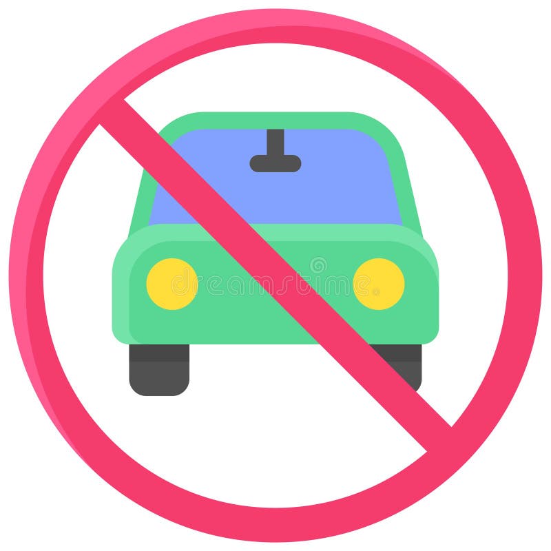 No Car Icon, Prohibition Sign Vector Illustration Stock Vector ...