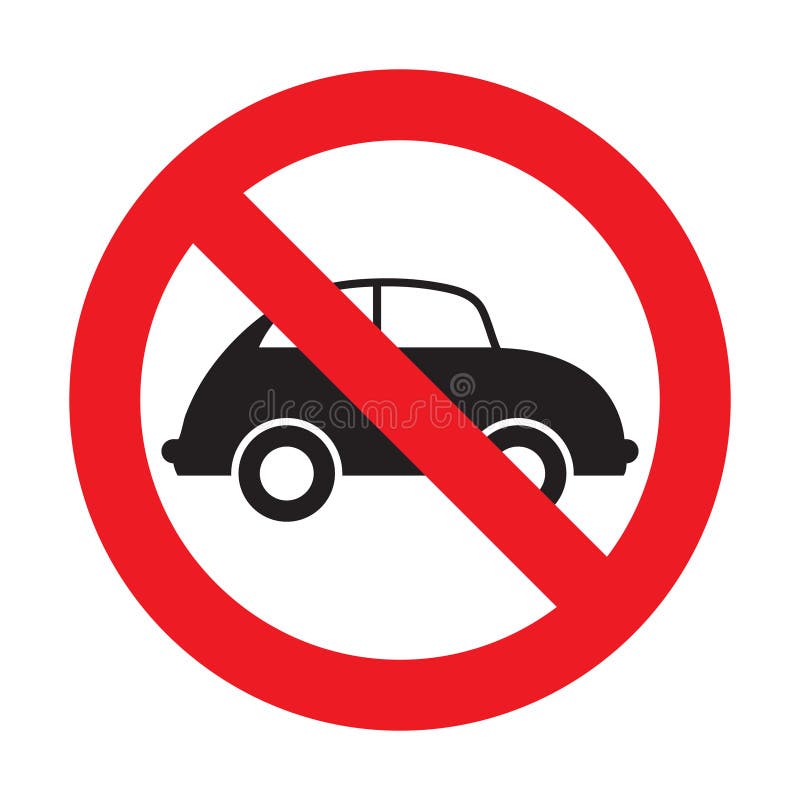 No Car Sign or No Parking Traffic Sign, Prohibit Sign. Vector ...