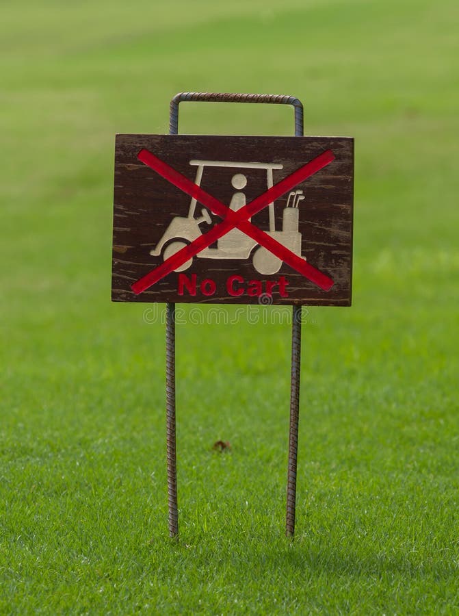 No cart sign on green. stock photo. Image of symbol, golfcoarse - 42011550