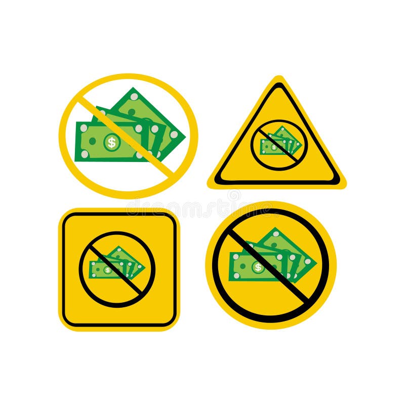 No Cash Sign with Money and No Money Symbol Vector Stock Vector ...