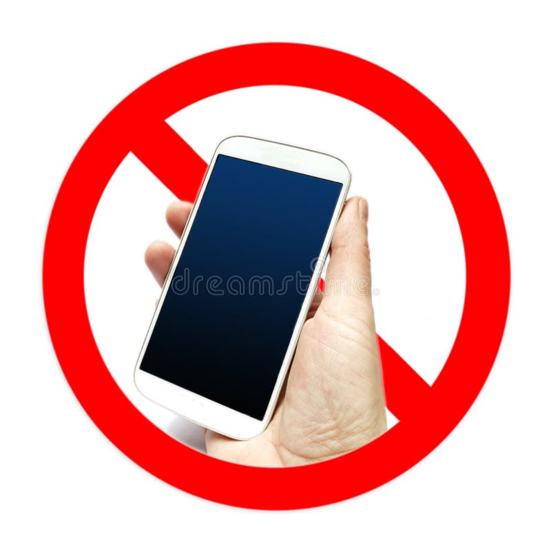 No Cell Phone Sign, Hand Holding Cell Phone Stock Illustration ...