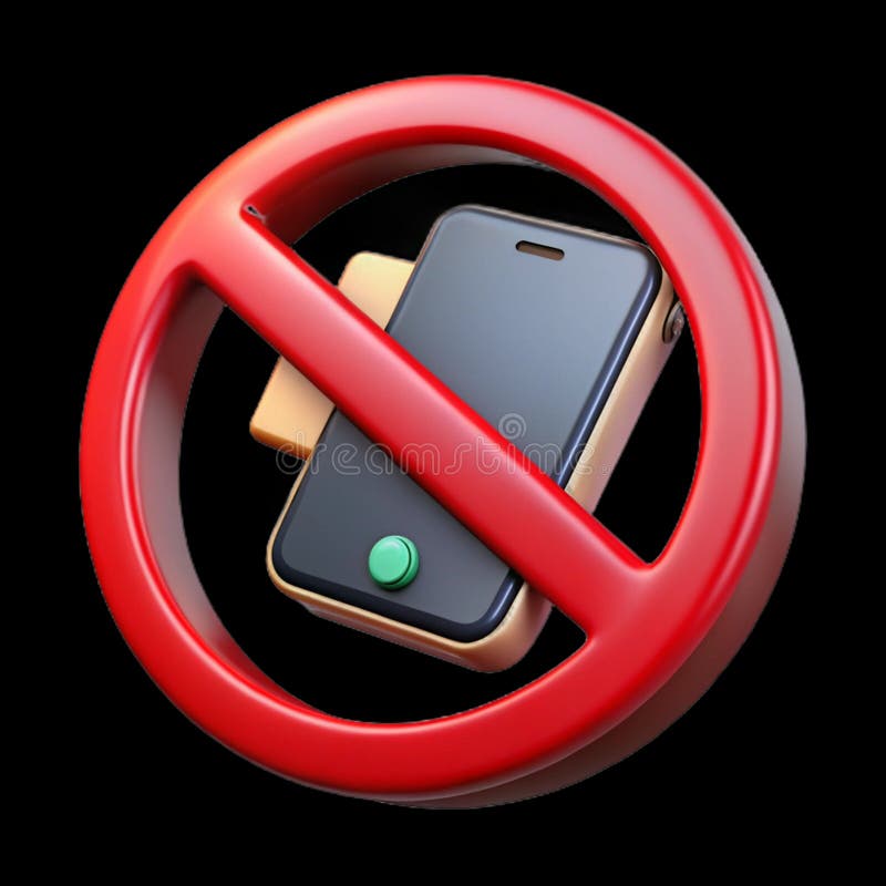 No Cell Phone Sign Isolated on White Background Stock Illustration ...