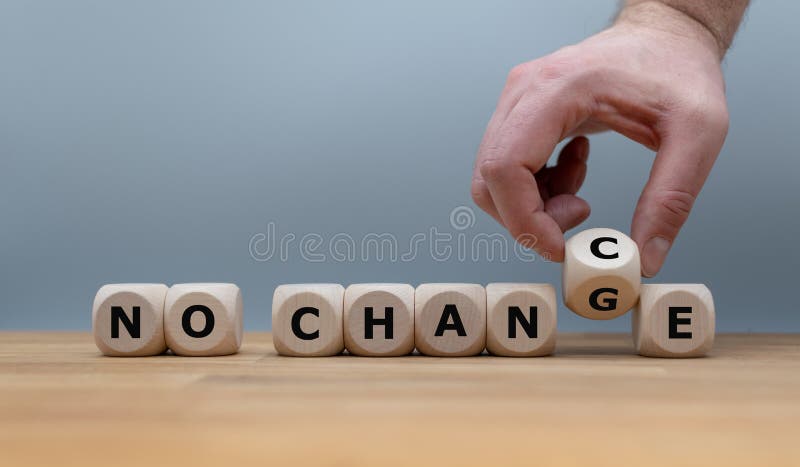No Change, No Chance. Hand Turns a Dice and Changes the Expression ...