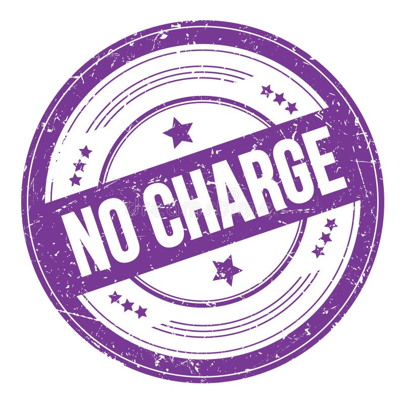 NO CHARGE Text on Violet Indigo Round Grungy Stamp Stock Illustration ...
