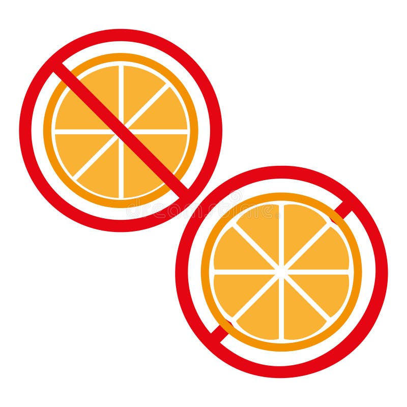 No Citrus Sign. Forbidden Orange Symbol. Red and Orange Vector. Allergy ...