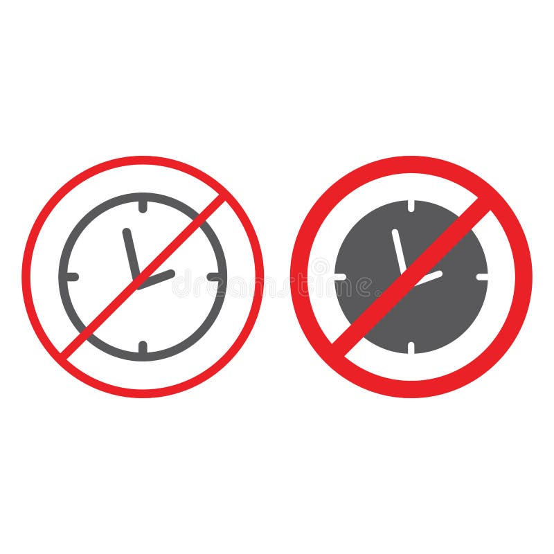 No Clock Glyph Icon, Prohibited and Ban, No Time Sign, Vector Graphics ...
