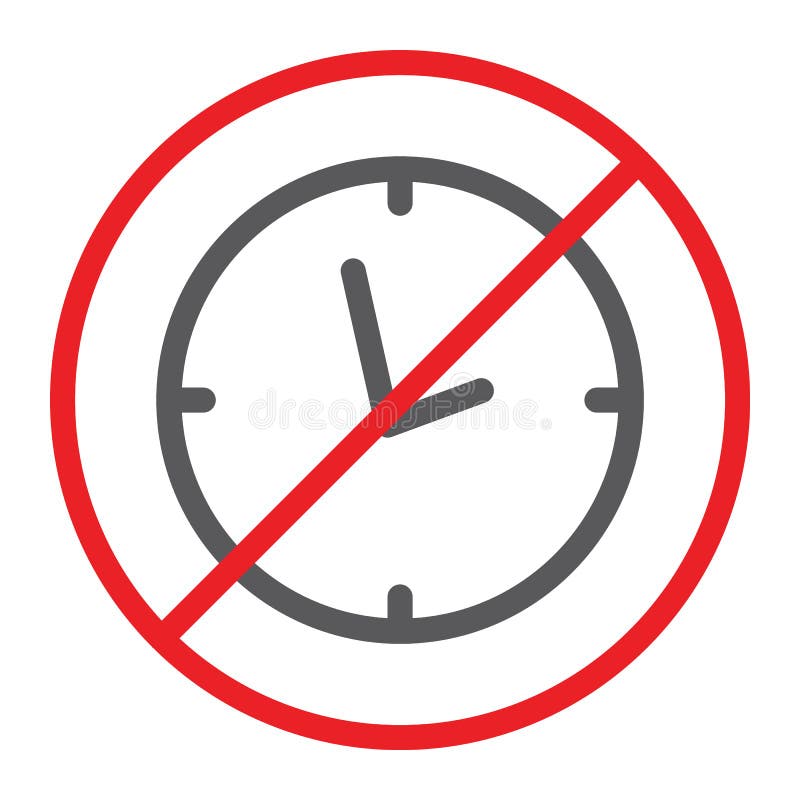 No Clock Line and Glyph Icon, Prohibited and Ban, No Time Sign, Vector ...