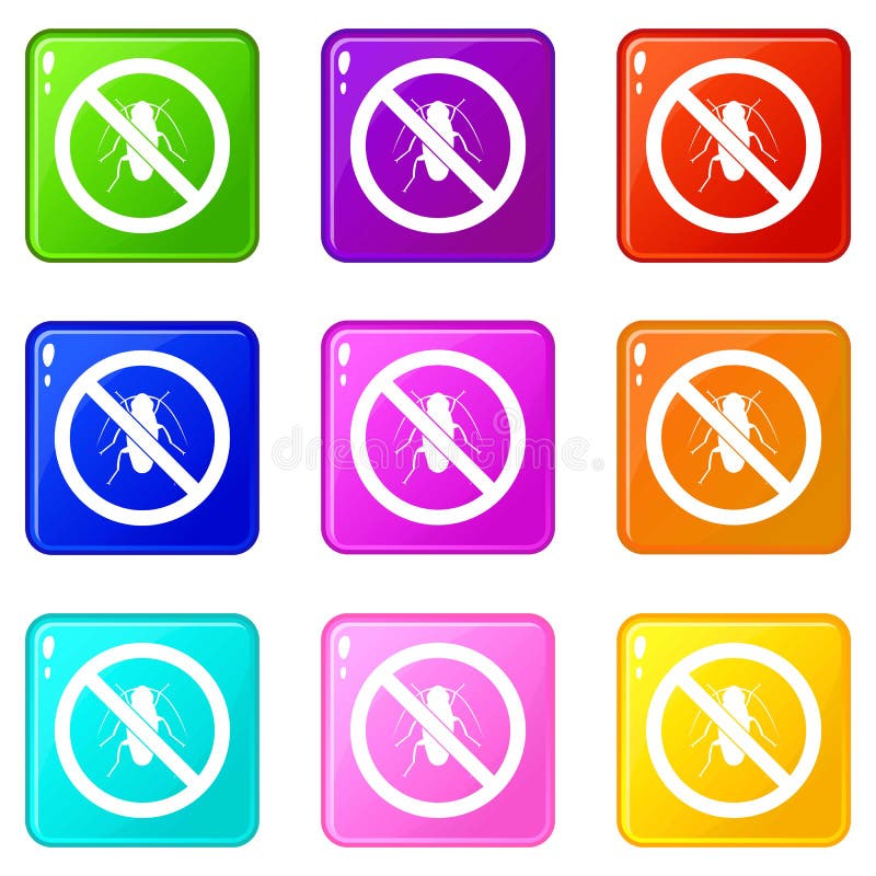 No Cockroach Sign Icons 9 Set Stock Vector - Illustration of icon ...
