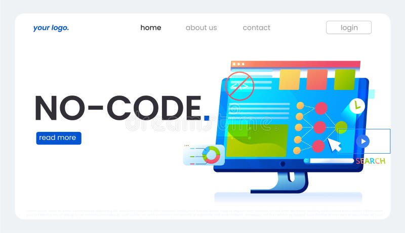 No Code Banner. Vector Concept Illustration Stock Vector - Illustration ...