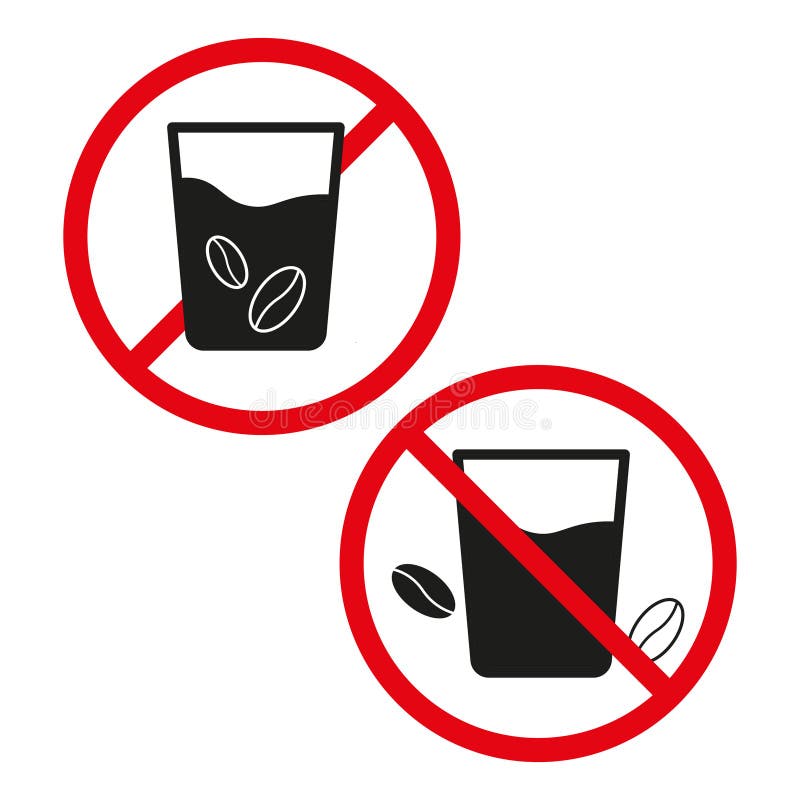 No Coffee Icon. Cup with Beans. Red Prohibition Sign. Vector Symbol ...