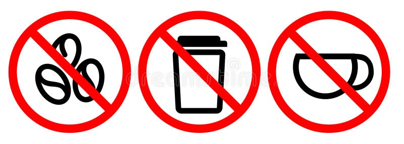 No Coffee Stop Beans Paper Cup Glass No Caffeine Allowed Circle Red ...