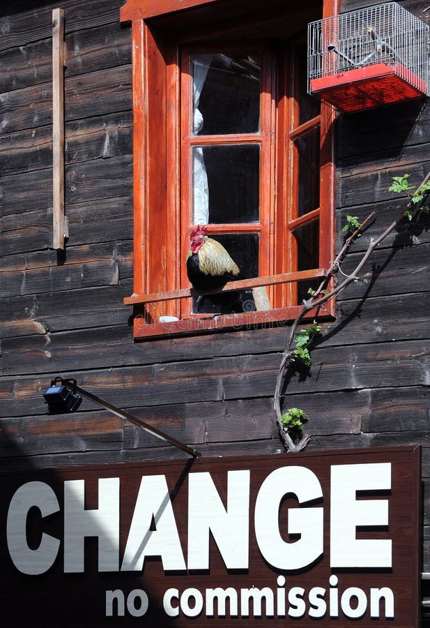No Commission stock photo. Image of cockerel, bird, building - 54080348